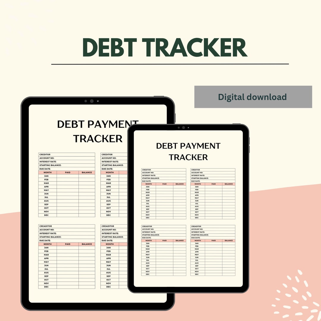Monthly Debt Tracker, Debt Payoff Tracker, Debt Payment Tracker, Debt ...