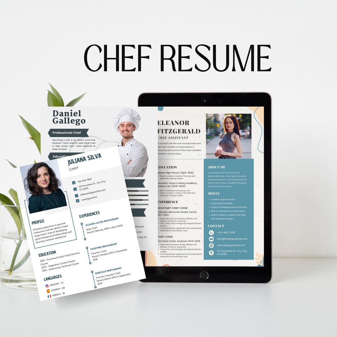 Chef Resume, Resume Template, Editable Resume, Cv, Professional Resume ...