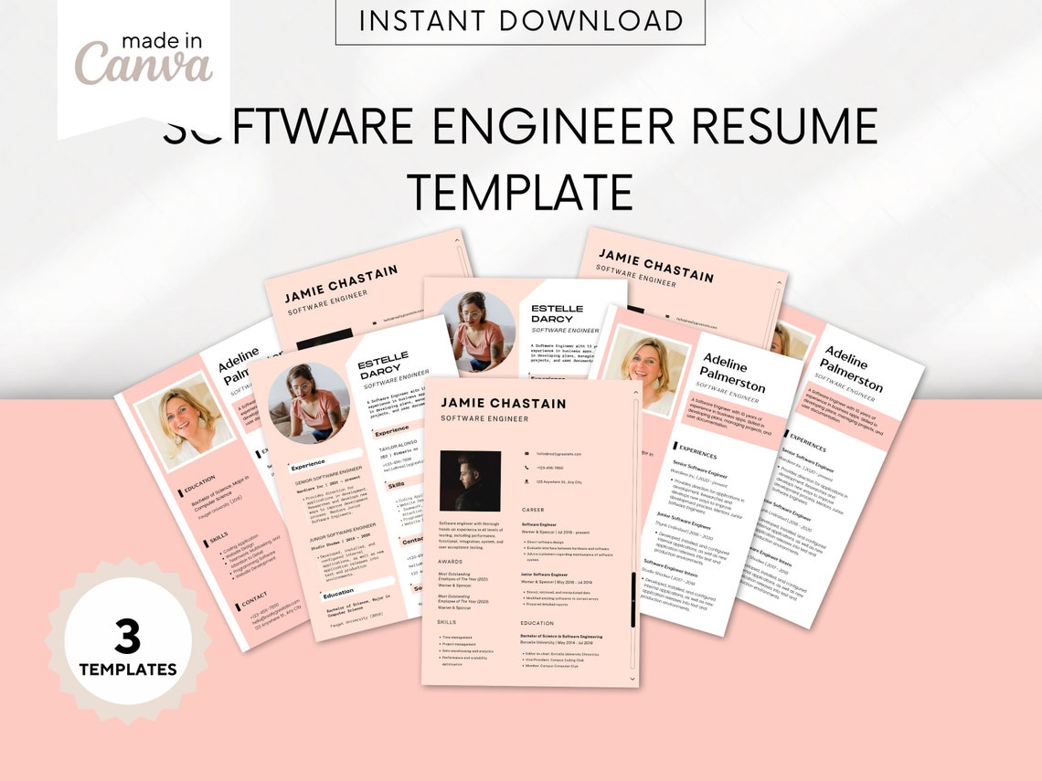 Software Engineer Resume Template, Resume Template, Editable Resume, Cv ...