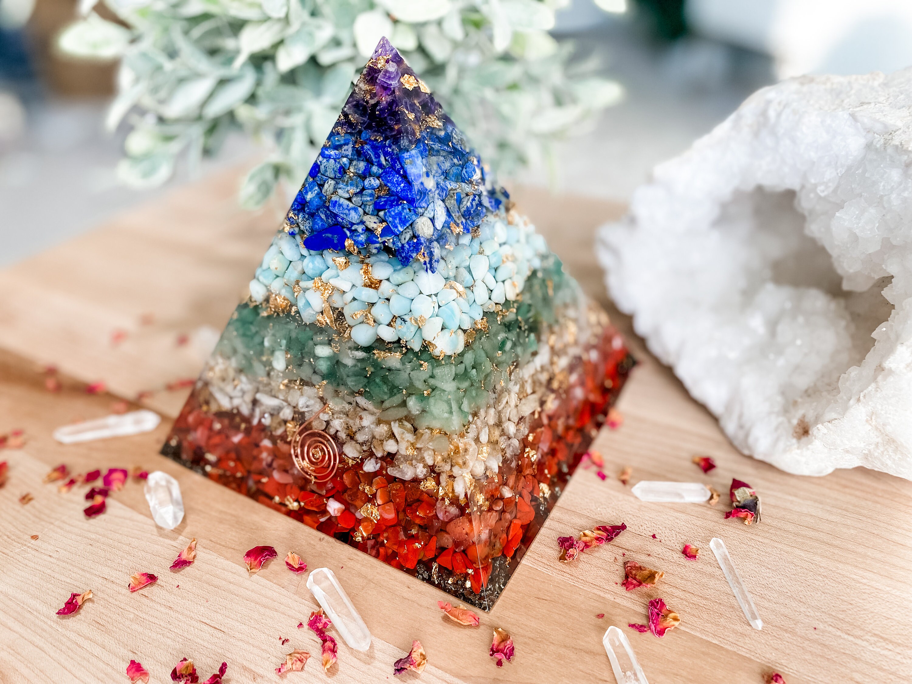 Large Orgonite Chakra Crystal Pyramid Chakra Resin Orgon Pyramid - Etsy