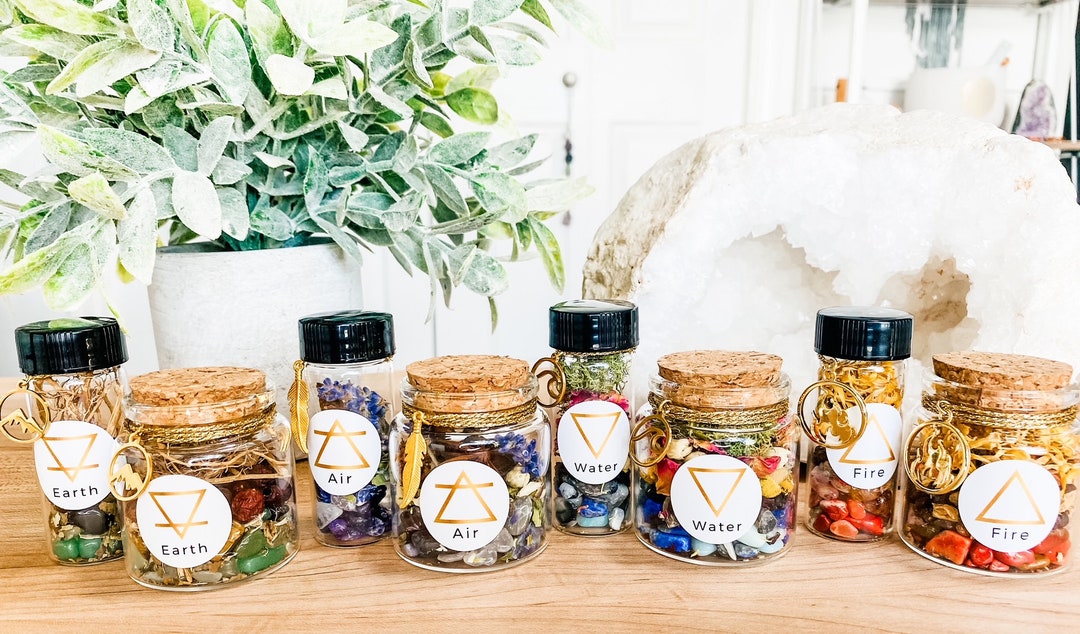 Elemental Altar Bottles Earth, Air, Fire, Water 4 Elements Spell Jars ...