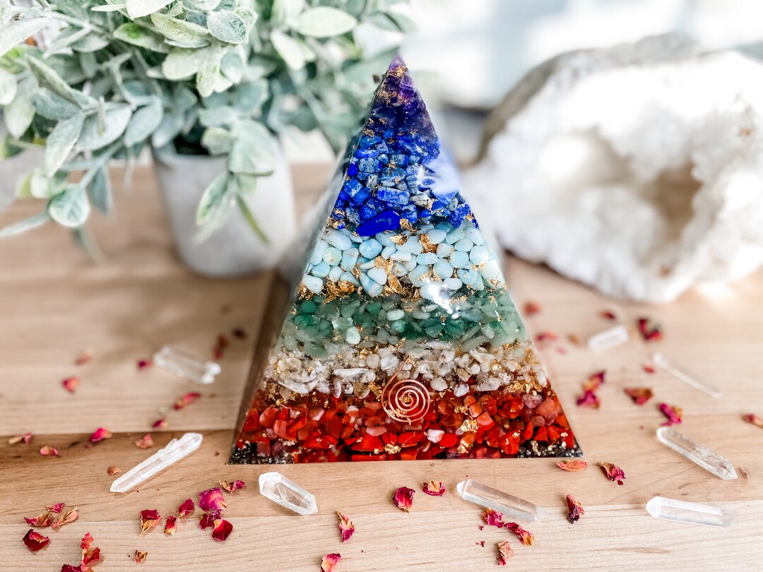 Large Orgonite Chakra Crystal Pyramid Chakra Resin Orgon Pyramid - Etsy