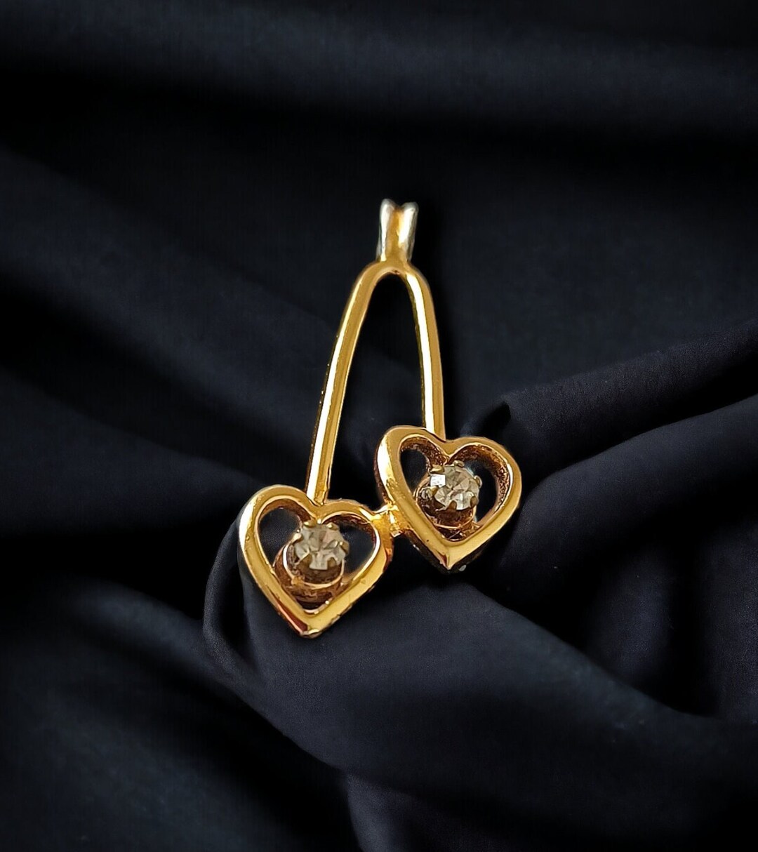 Two Hearts Together Gold Tone Pendant, Vintage Hearts Pendant - Etsy