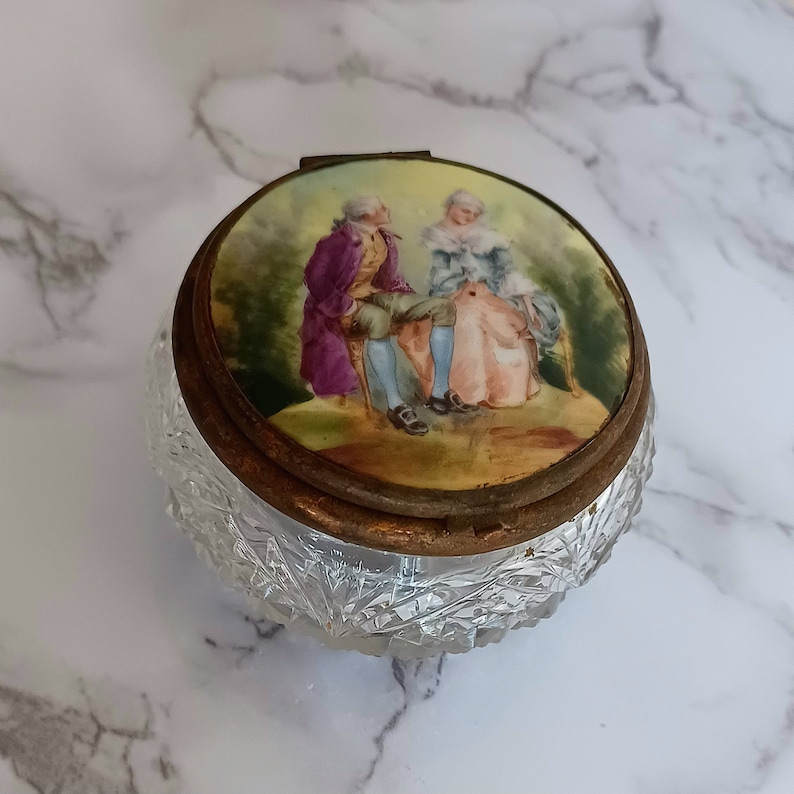 Vintage Jewelry Crystal Ring Box, Elegant Victorian Crystal Glass Ring ...