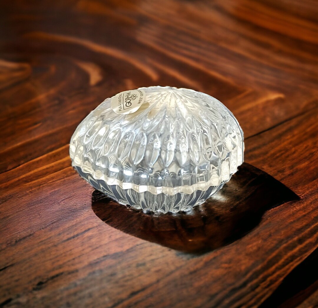 Vintage Keepsake Box Crystal Egg Shaped Trinket Jar, Rare Find Unique ...