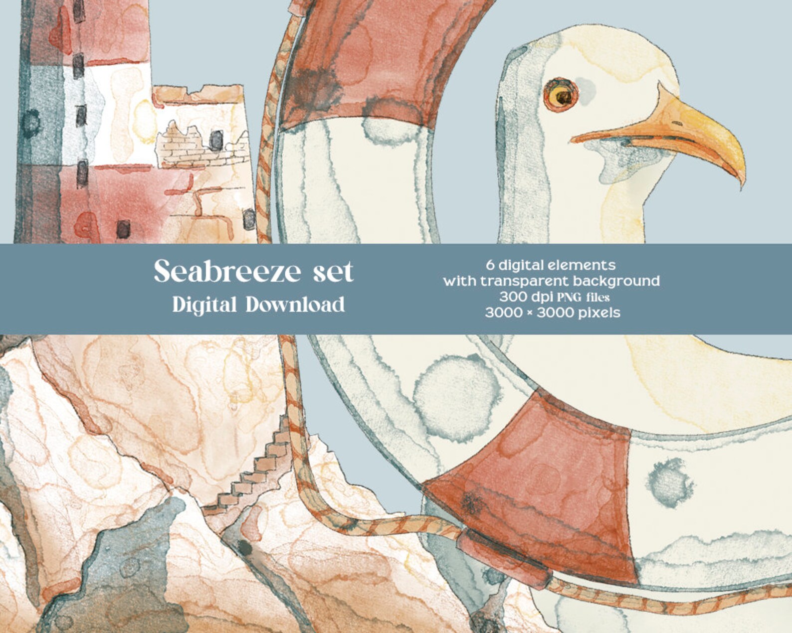 Ocean Set, Sea Breeze Set, Ocean Clipart, Seaside Clipart, Sea Breeze ...