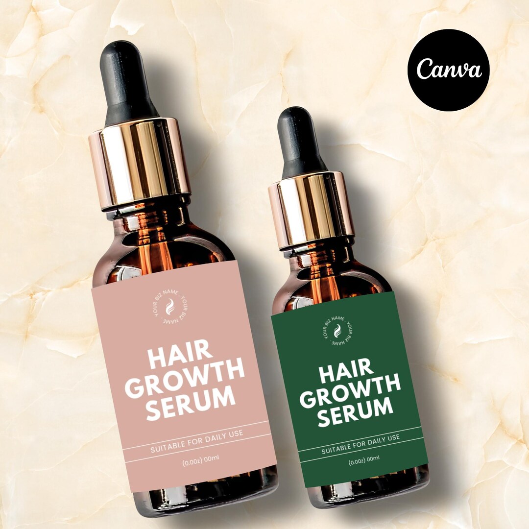 Hair Growth Oil Label Template, DIY Editable Canva Packaging Design for ...
