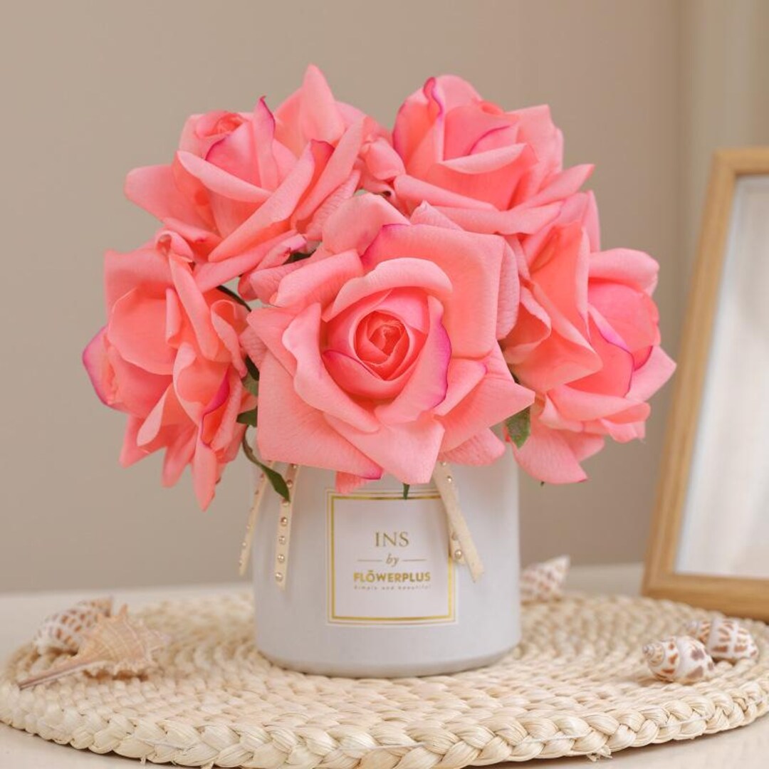 Realistic Soft Touch Artificial Rose Bouquet | European Faux Hydrating ...