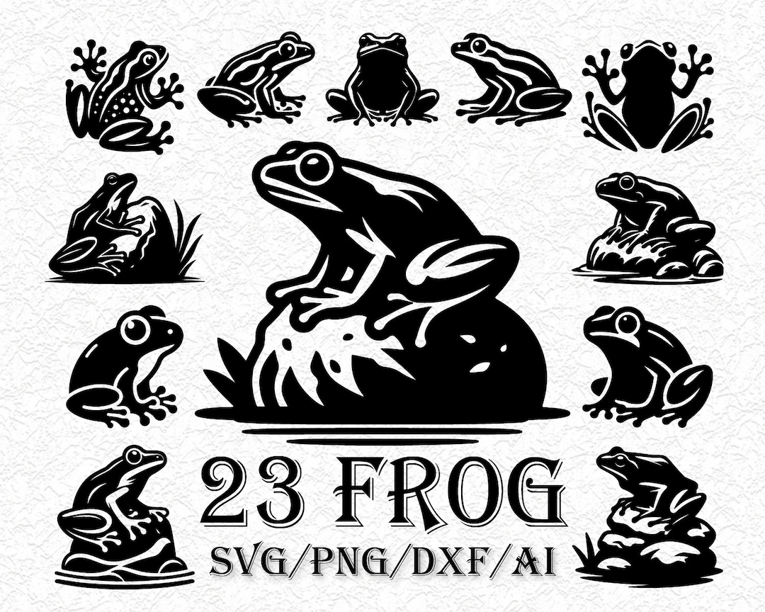23 Cute Frog SVG Cut Files, PNG Frog Clipart, Frogs Clip Art, Happy ...