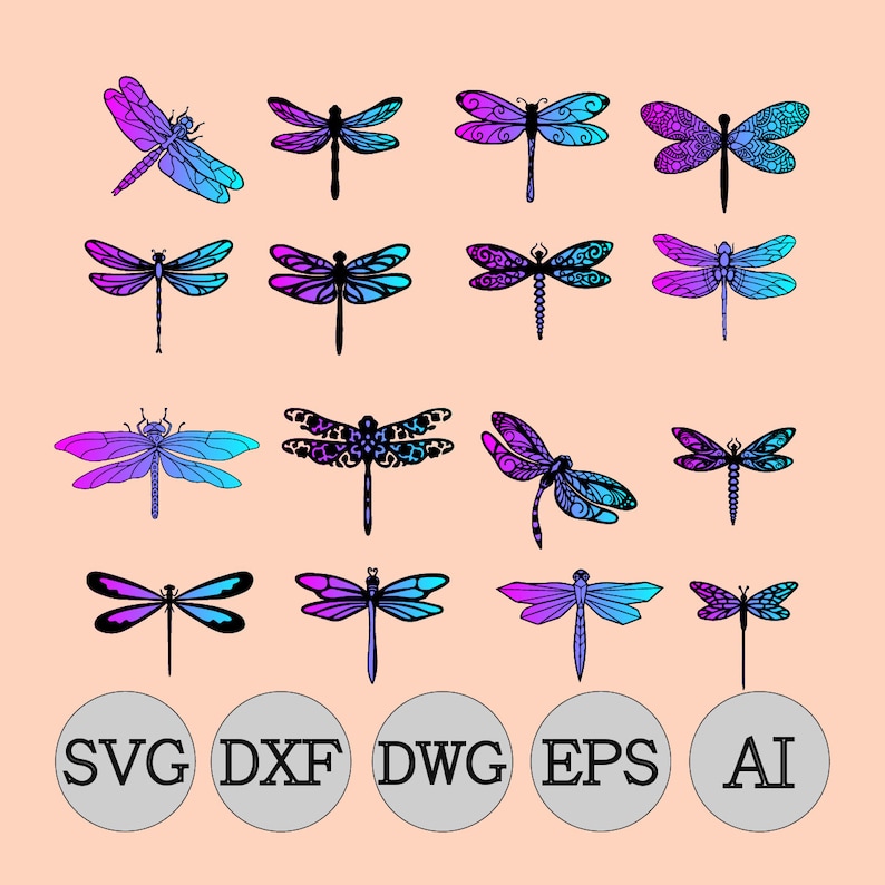 Dragonfly SVG Dragonfly Bundle SVG Files Dragonfly SVG - Etsy
