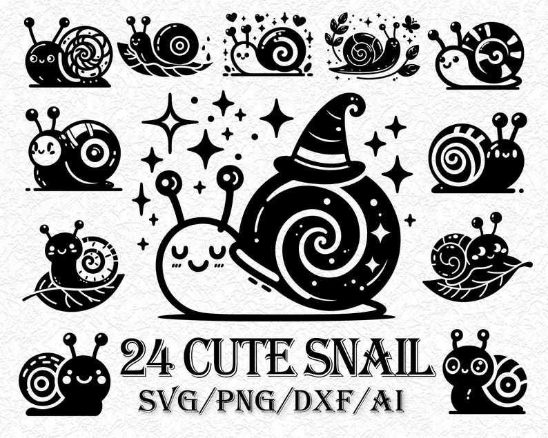 Cute Snail SVG Bundle, Snail Clipart (digital Files) - Etsy