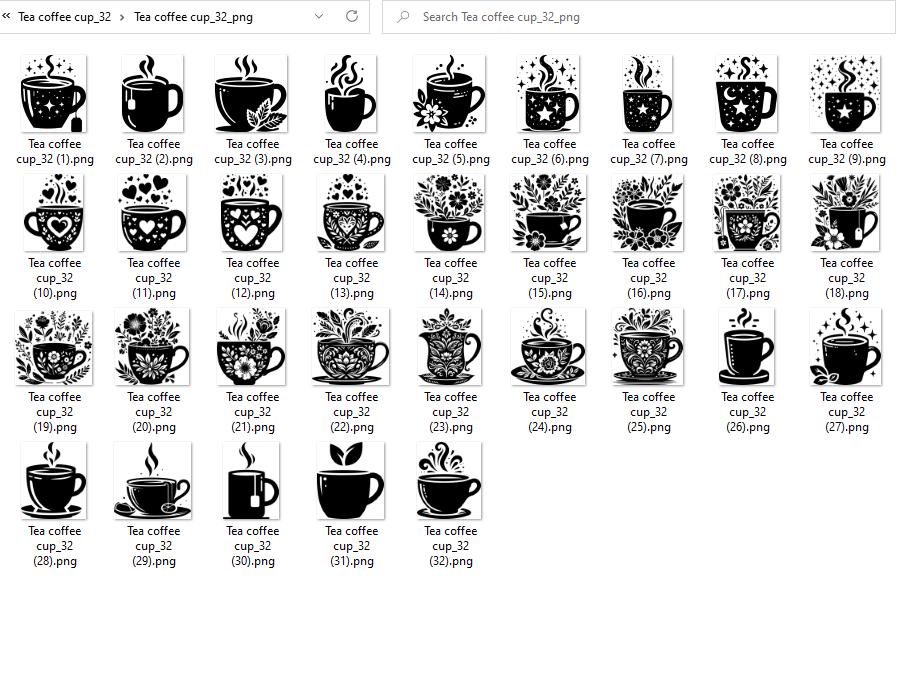 32 Tea & Coffee Cup SVG Bundle: Floral Mug Vector Graphics (digital ...