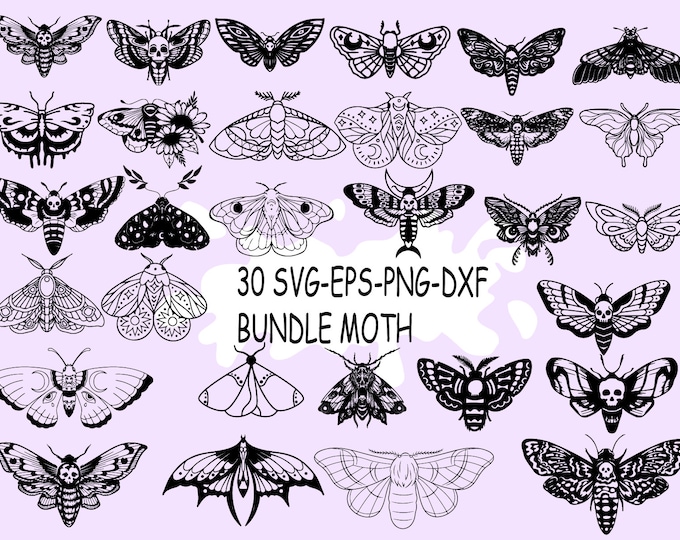 Moth SVG, Moths Clipart, Moth SVG Bundle, Moth Line Drawing, Cut File ...