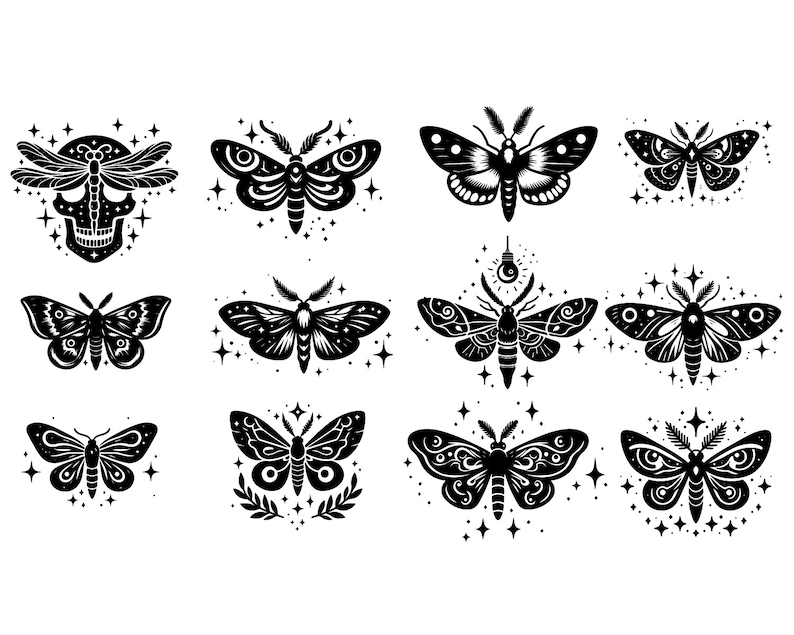 49 Moth SVG Bundle, Moths Clipart, Moth PNG, Moth Line Drawing, Cut ...