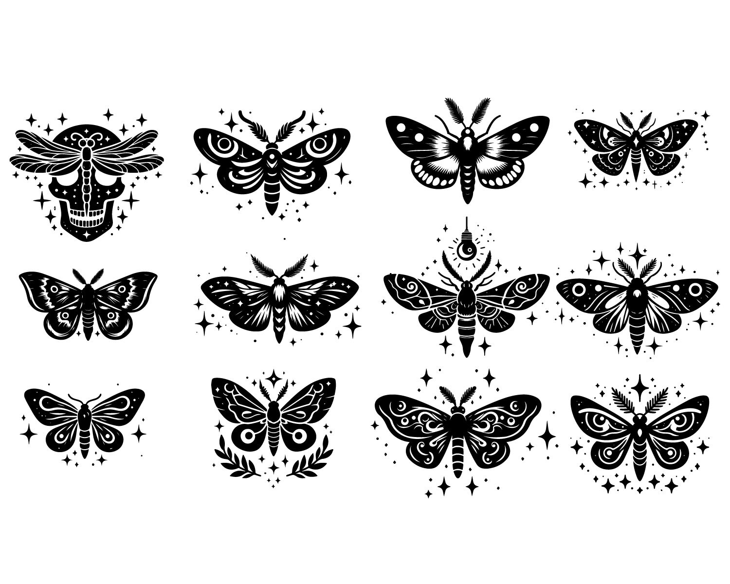 49 Moth SVG Bundle, Moths Clipart, Moth PNG, Moth Line Drawing, Cut ...