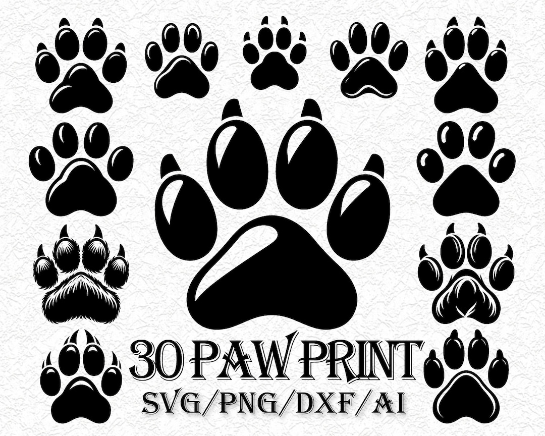 30 Dog Paw Print SVG Bundle: Animal Paw Cut Files - Etsy