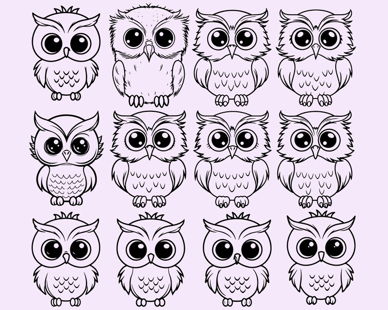 12 Owl SVG, Owl PNG, Dxf, Owls Svg Bundle, Owl Cricut, Silhouette, Owl Clipart, EPS, Commercial ...