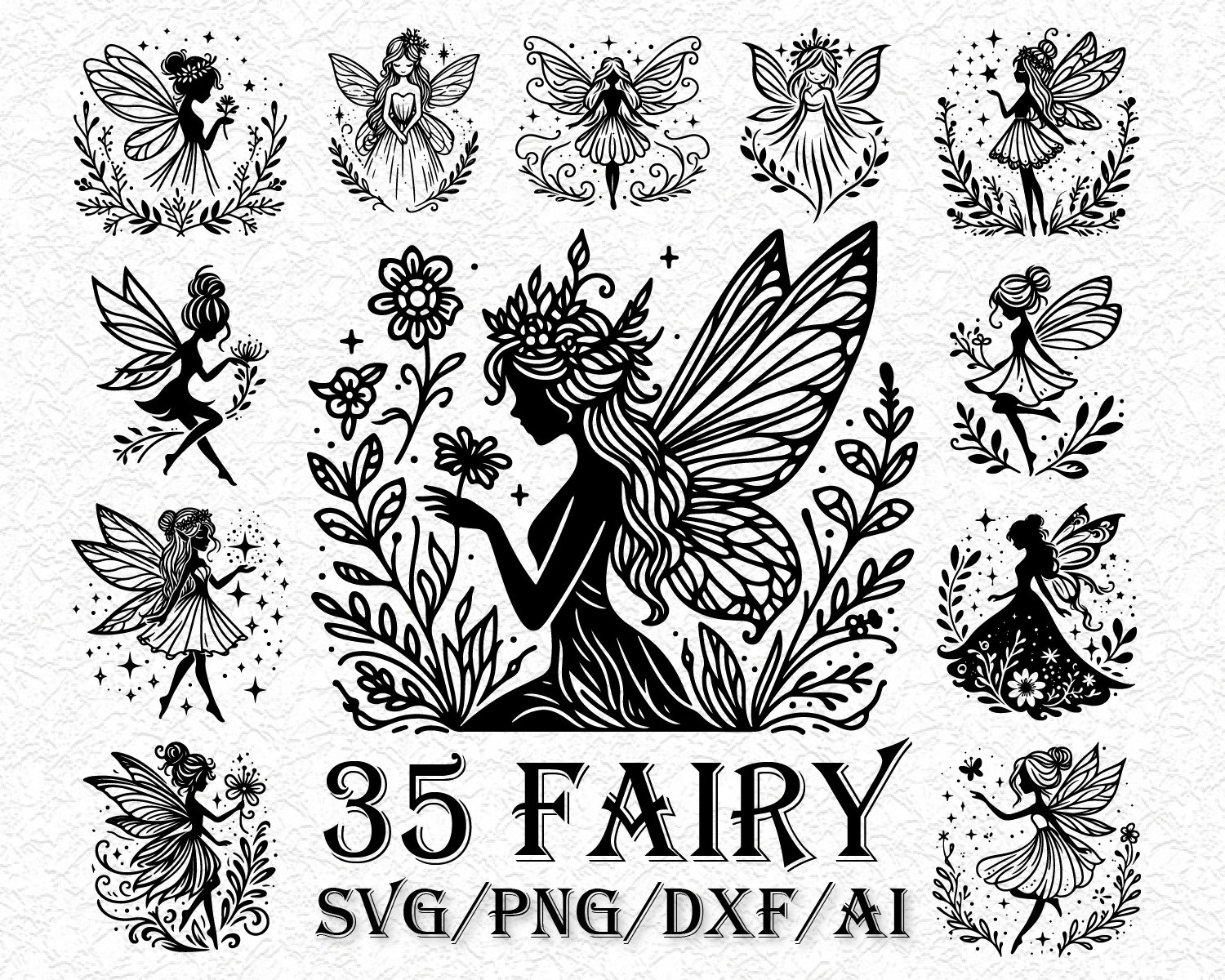 35 Fairy SVG Bundle | Fairy Silhouette SVG | Fairy Clipart | Fairies ...