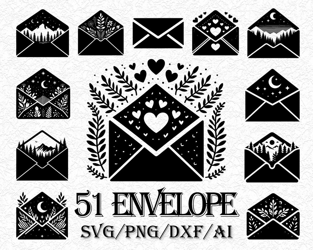 51 Envelops Svg, Envelope Svg File, Postal Letter Svg, Mail Svg, Craft ...