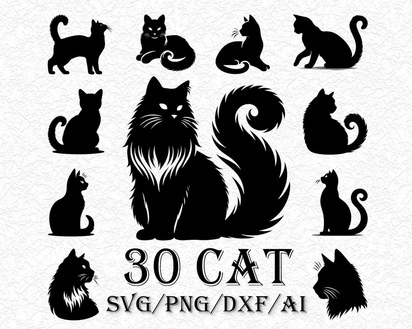 30 Cat Silhouette | Cat SVG | Cat Head SVG | Cat Face SVG | Cat Cut ...