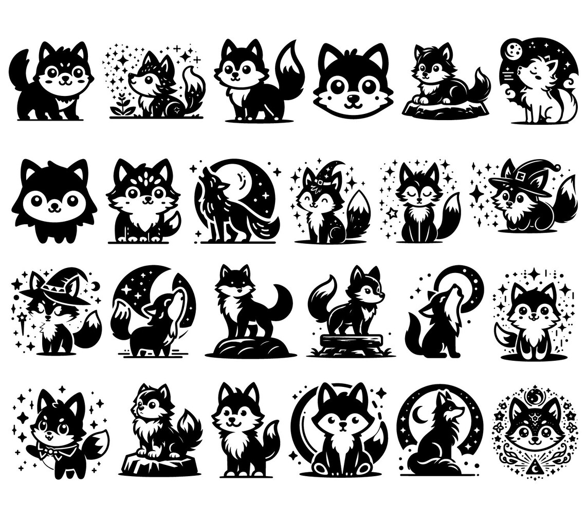 24 Cute Wolfs, Wolf PNG, Wolves Svg, Wolf Art, Wolf Illustration ...