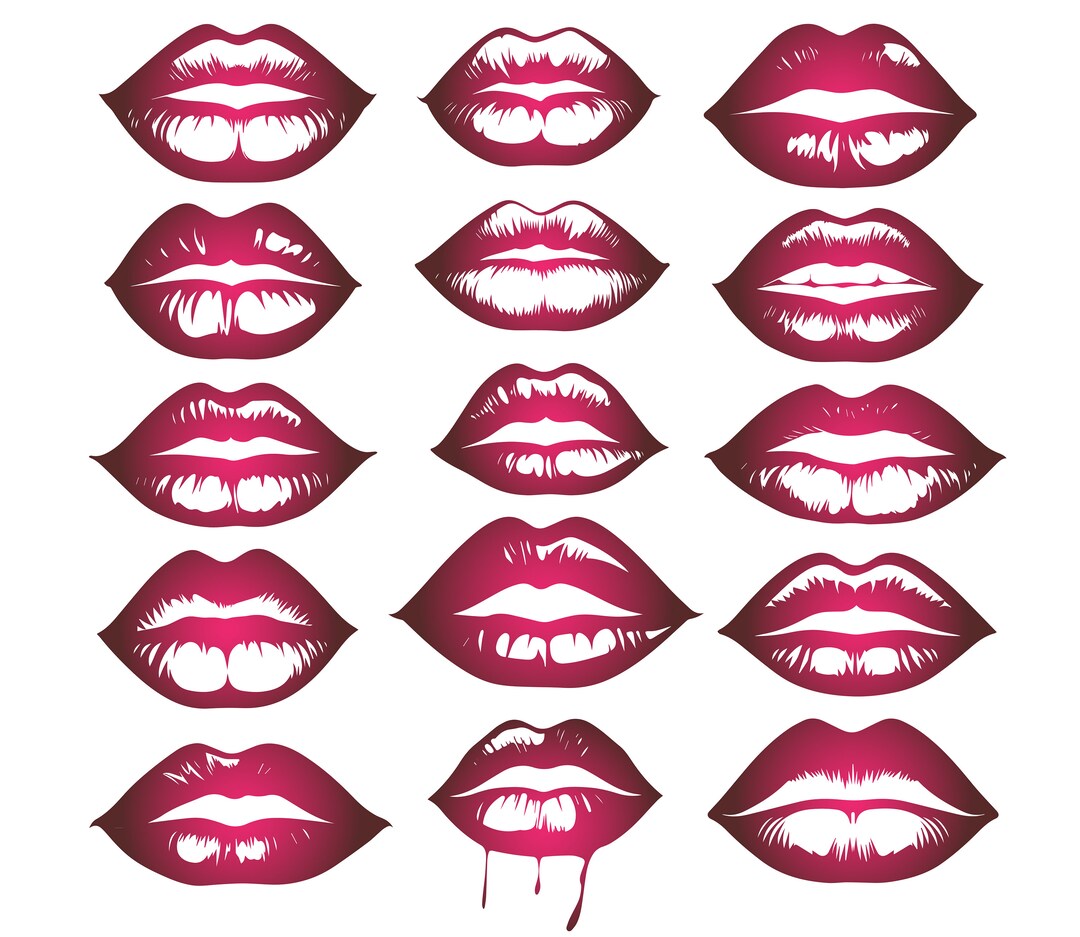 Labios SVG, Labios Clipart, Labios SVG Paquete, Labios Línea Dibujo ...