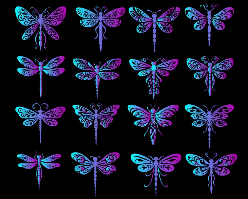 16 Dragonfly SVG, Dragonfly Bundle SVG Files, Dragonfly PNG, Dragonfly ...