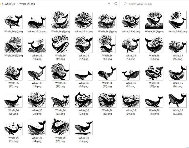 36 Whale SVG Bundle, Whale Dxf, Whale Png, Whale Eps, Whale Vector ...