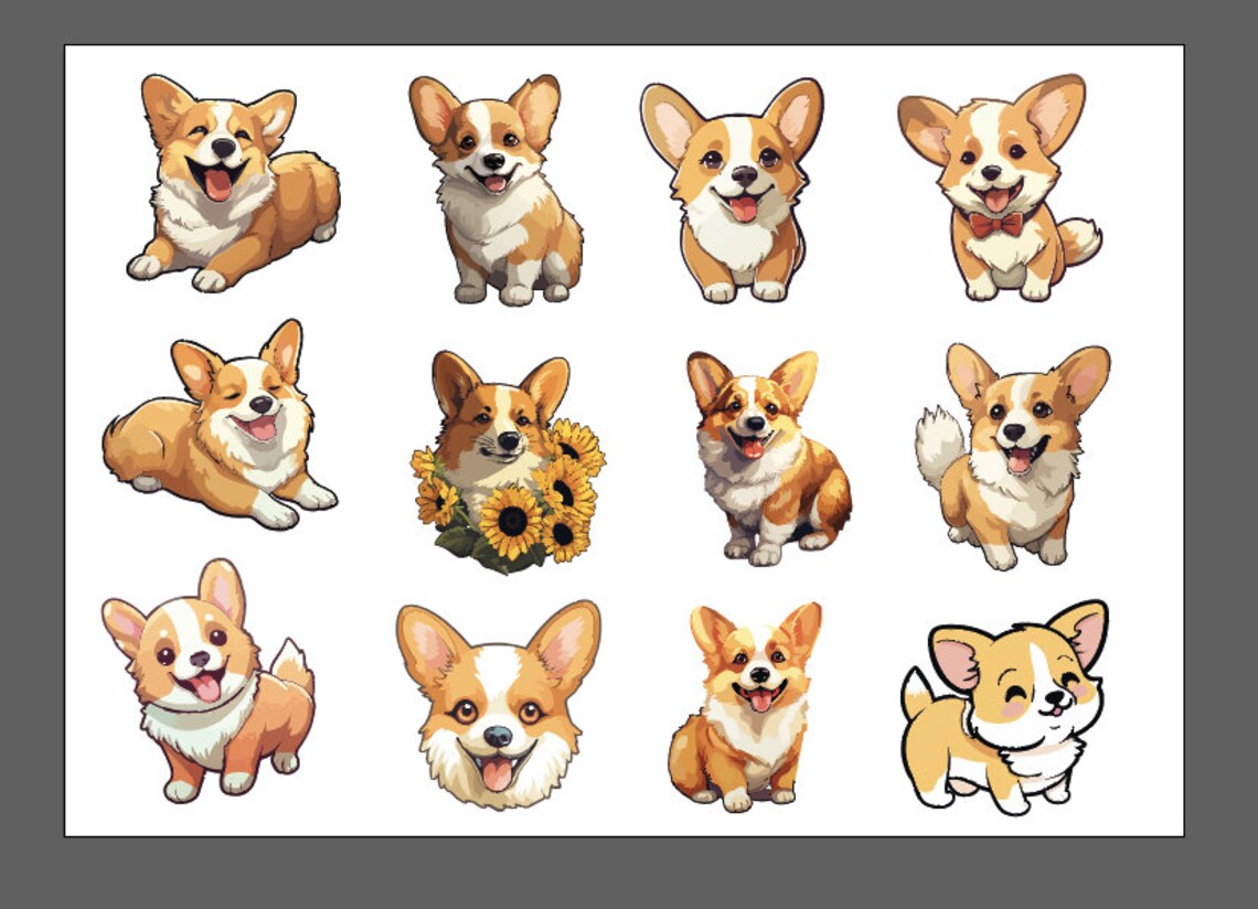 12 Corgi SVG Bundle Cute Dog Cut File for Cricut Silhouette Funny Puppy ...