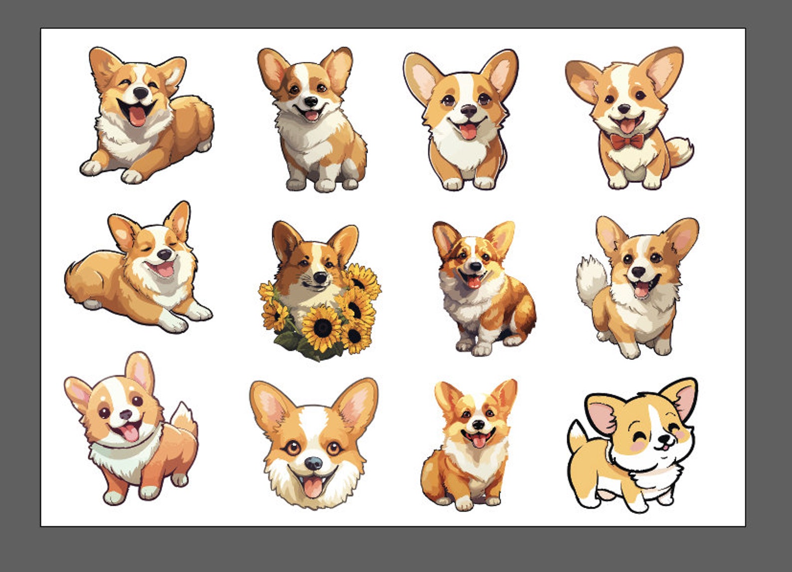 12 Corgi SVG Bundle Cute Dog Cut File for Cricut Silhouette Funny Puppy ...