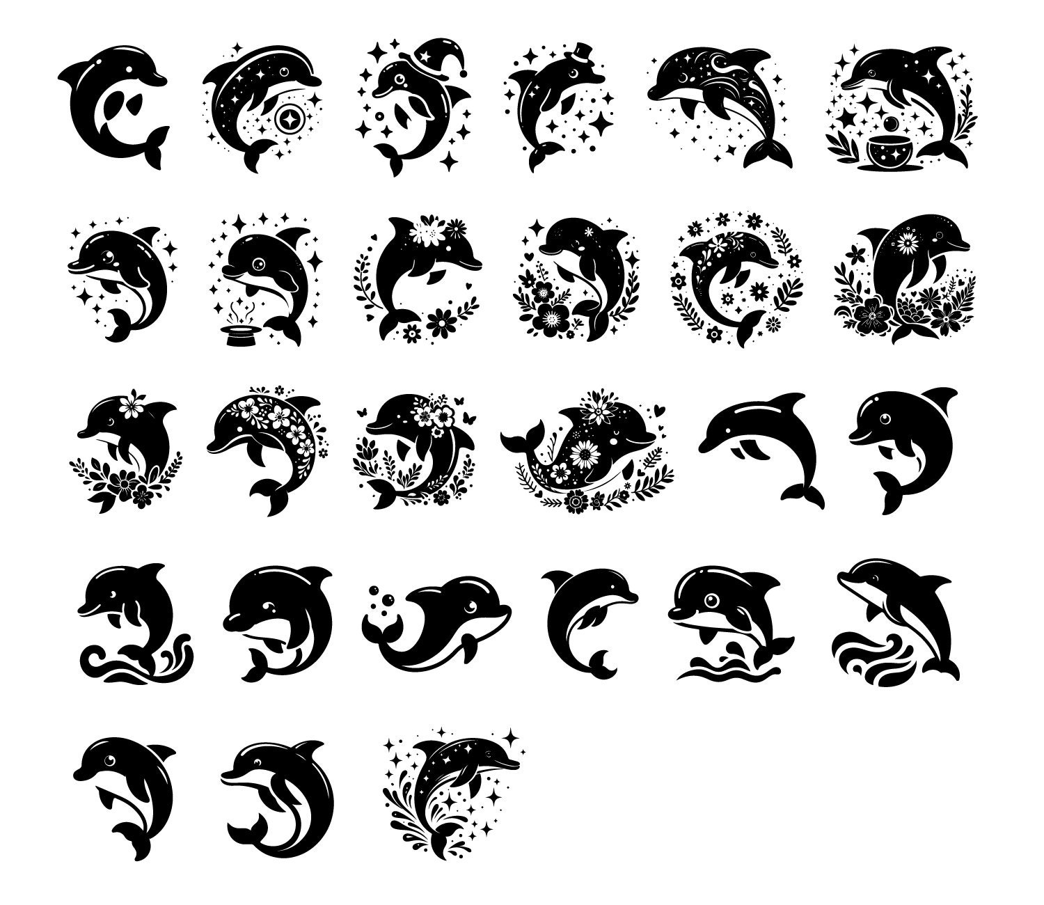 27 Cute Dolphin SVG DXF, Dolphin Cut File for Laser, Dxf for Plasma ...