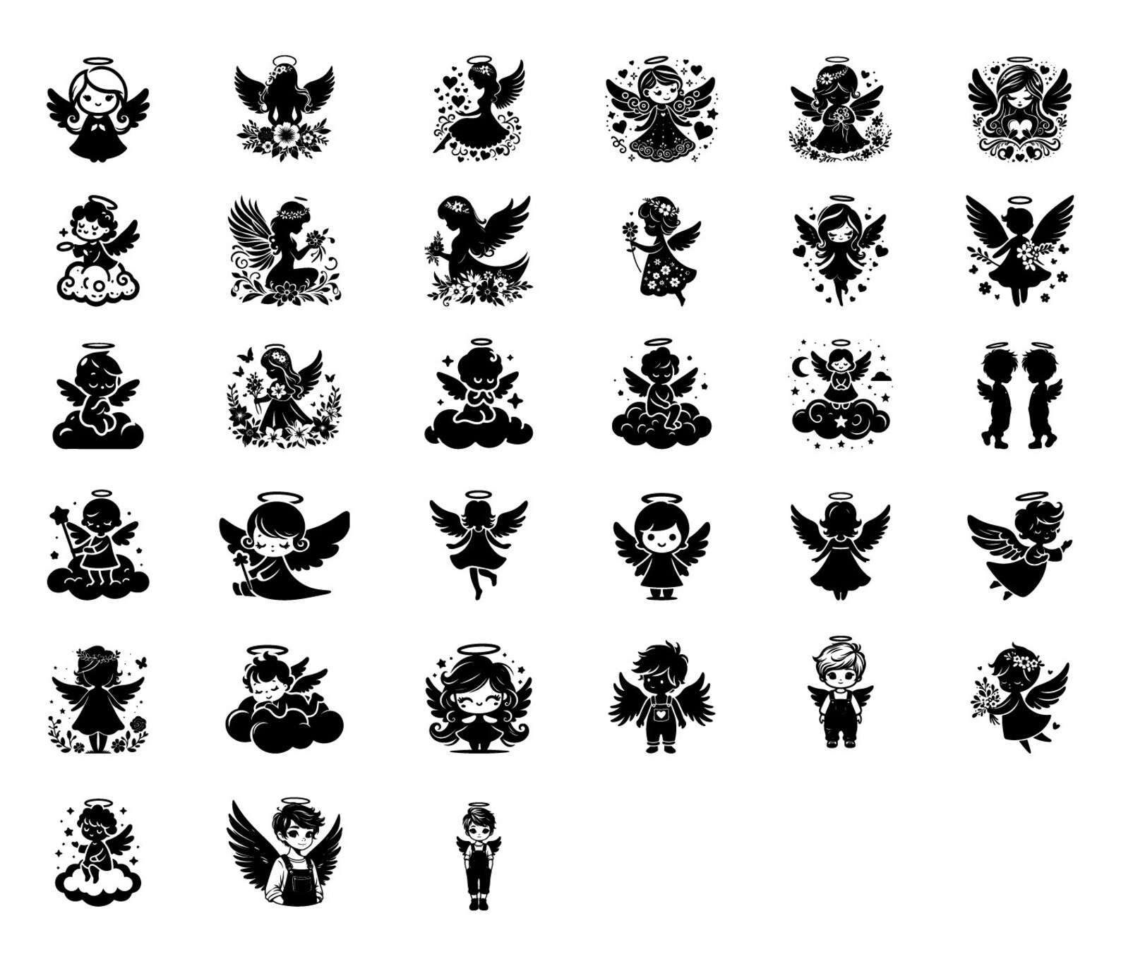 33 Cute Angels SVG, Bundle Svg, Christmas Angels Svg, Angels Clipart ...