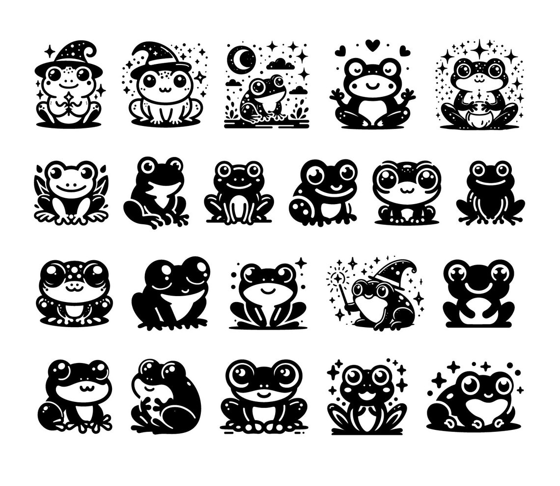20 Cute Frogs, Frog SVG Files, Cute Frog SVG, Frog Clipart, Frog ...