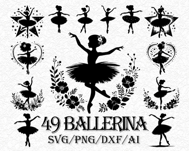 Ballerina SVG Bundle, Elegant Dance Silhouette, Ballet Dancer Cut File ...