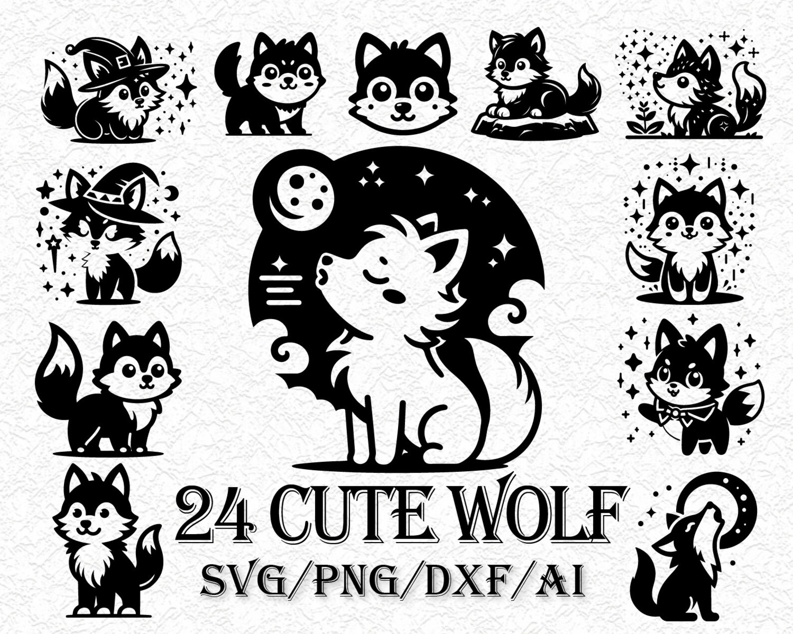 24 Cute Wolfs, Wolf PNG, Wolves Svg, Wolf Art, Wolf Illustration ...