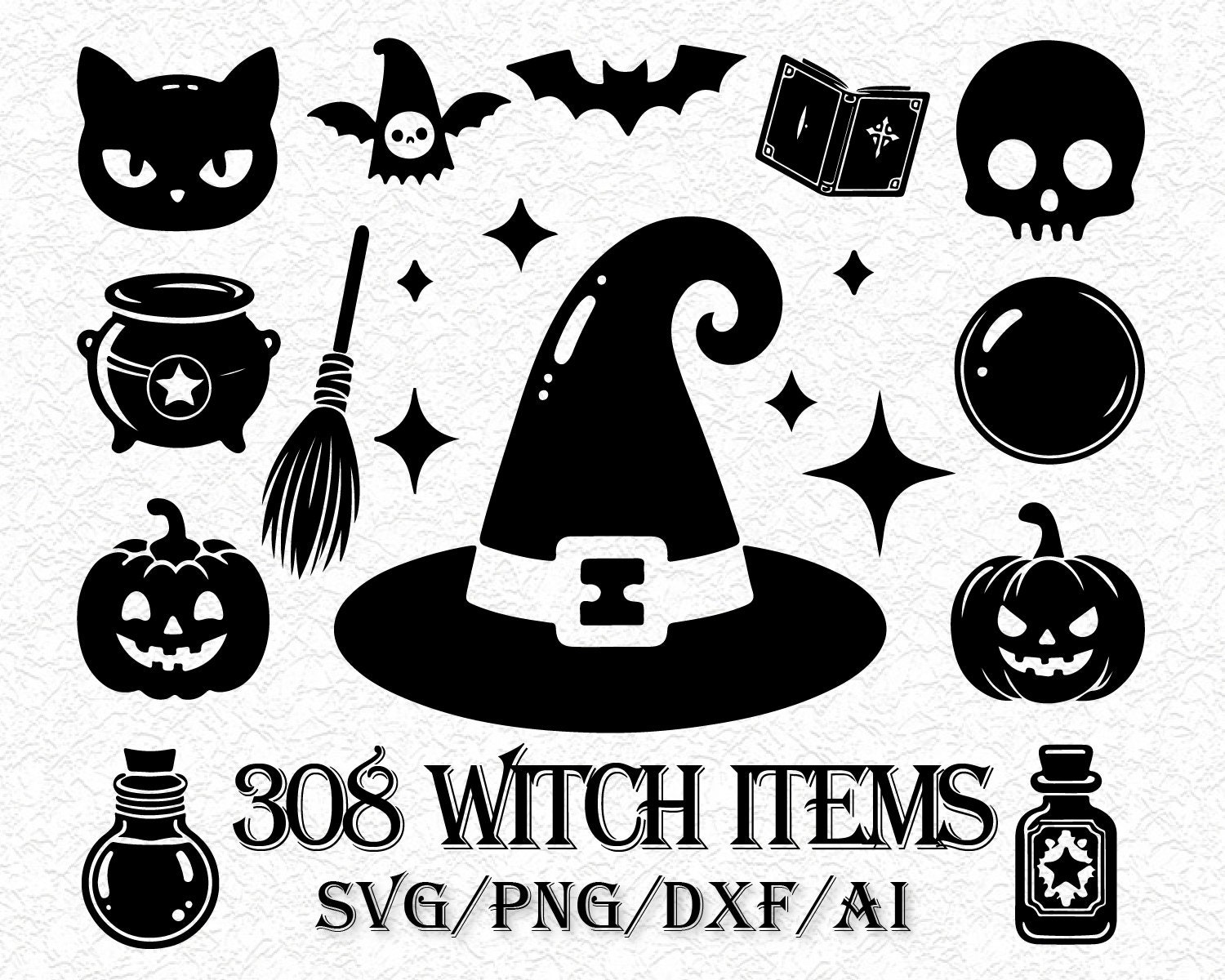 Witchcraft SVG Bundle, Magic, Celestial, Gothic (svg, Png, Ai, Dxf, Dwg ...