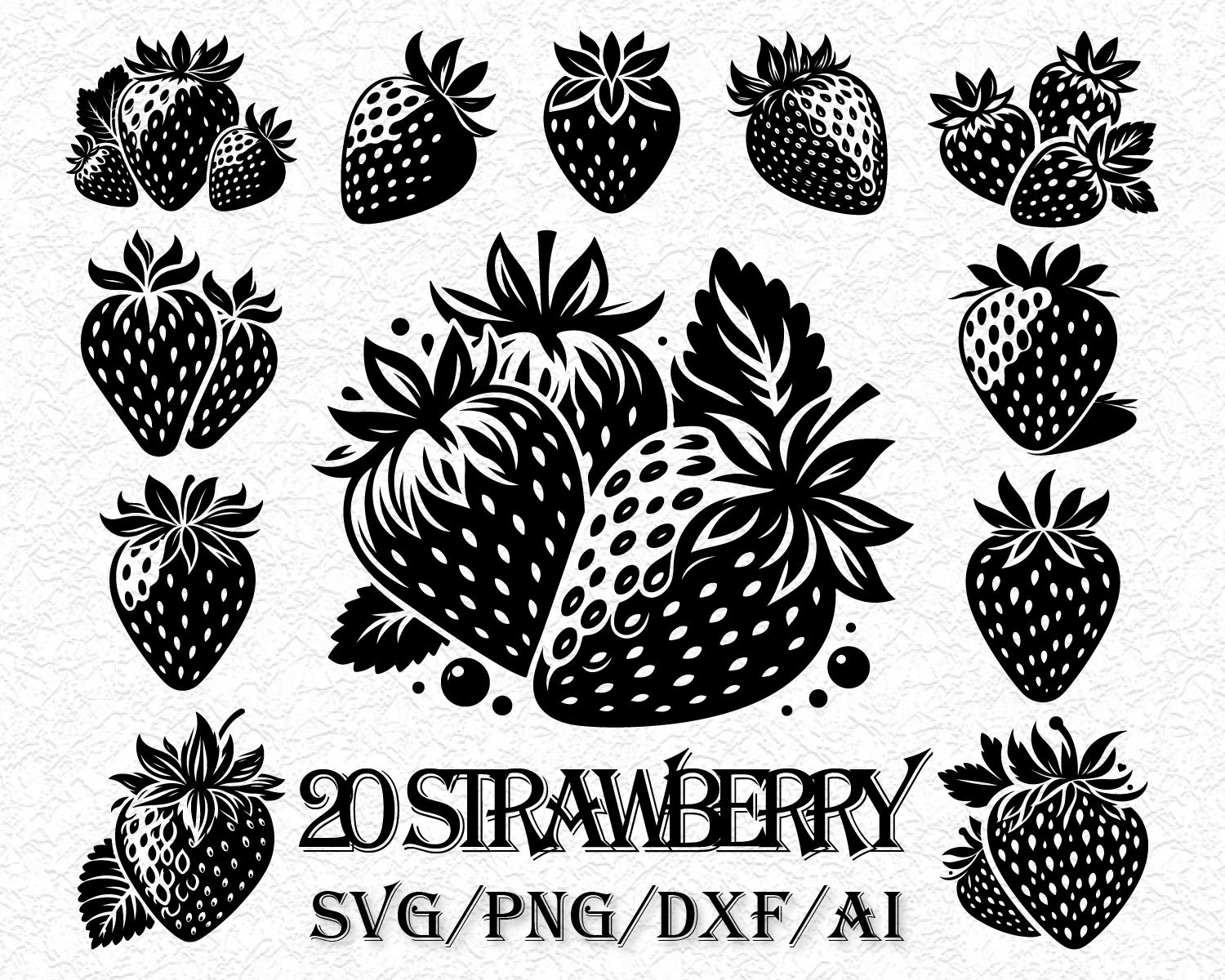 20 Strawberry Svg, Strawberry Cut File, Strawberry Clipart, Strawberry ...