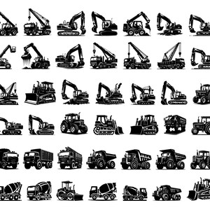 42 Construction Machines SVG, Excavator, Bulldozer, Crane, Tractor ...