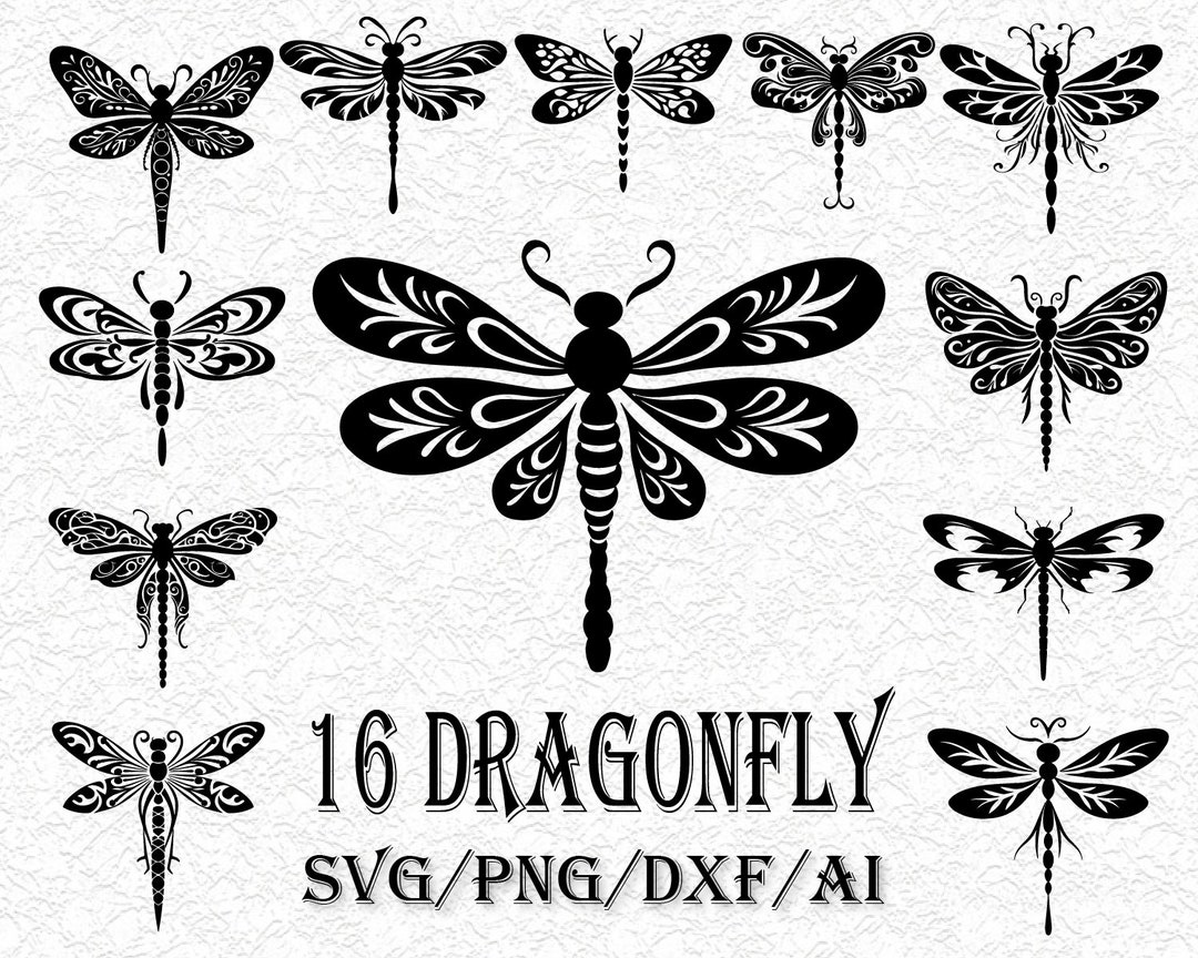 16 Dragonfly SVG, Dragonfly Bundle SVG Files, Dragonfly PNG, Dragonfly ...