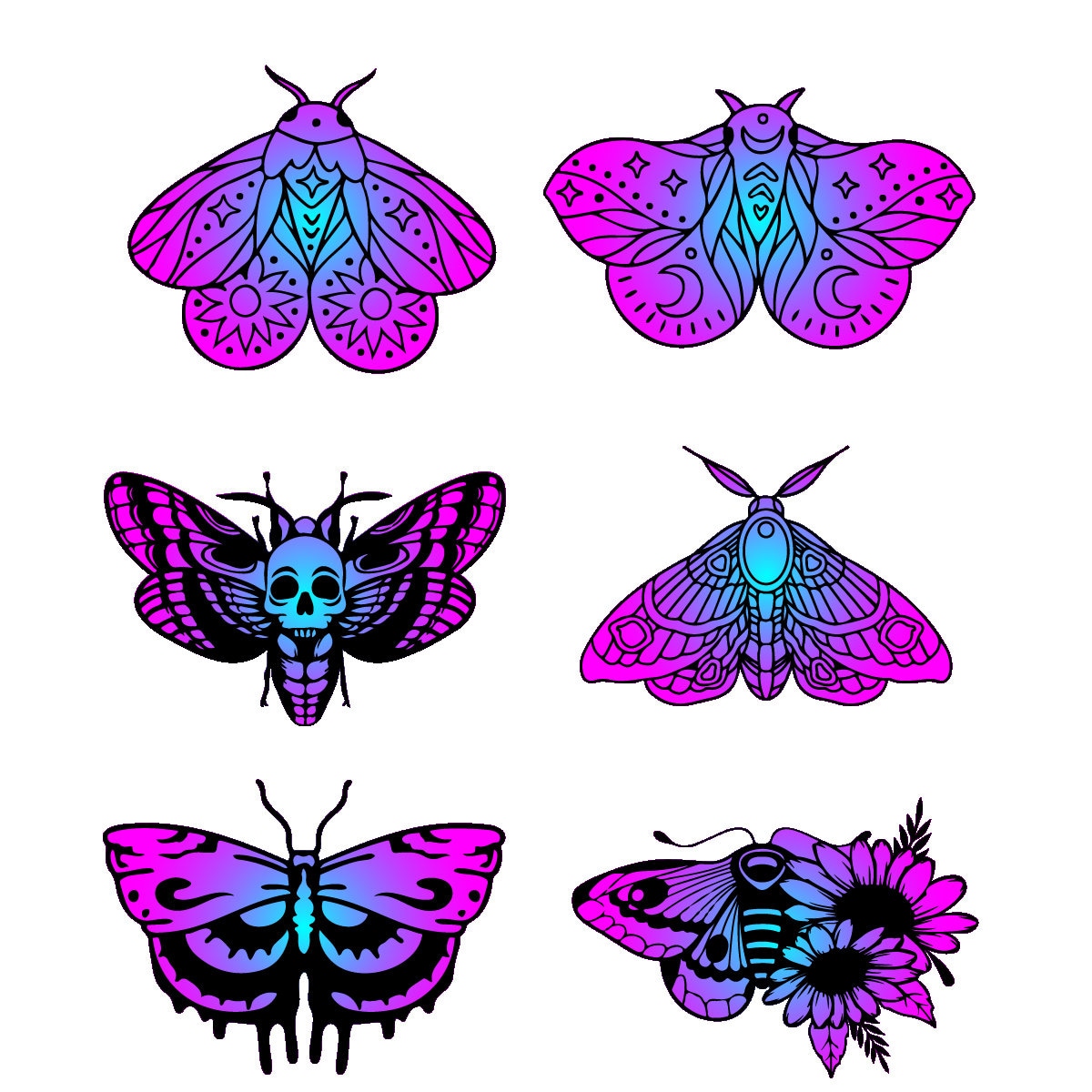 Moth SVG, Moths Clipart, Moth SVG Bundle, Moth Line Drawing, Cut File ...