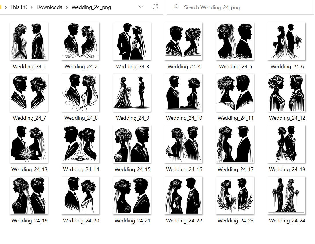Bride and Groom Silhouette SVG Bundle, Wedding Clipart, Mr and Mrs ...