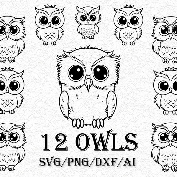 Digital Owl Clipart - Etsy
