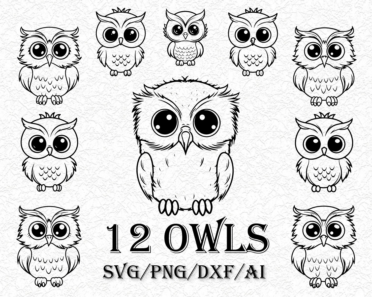 12 Owl SVG, Owl PNG, Dxf, Owls Svg Bundle, Owl Cricut, Silhouette, Owl ...