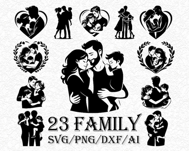 23 Family SVG PNG Bundle, Family Clipart, Fathers Day Svg, Father and ...