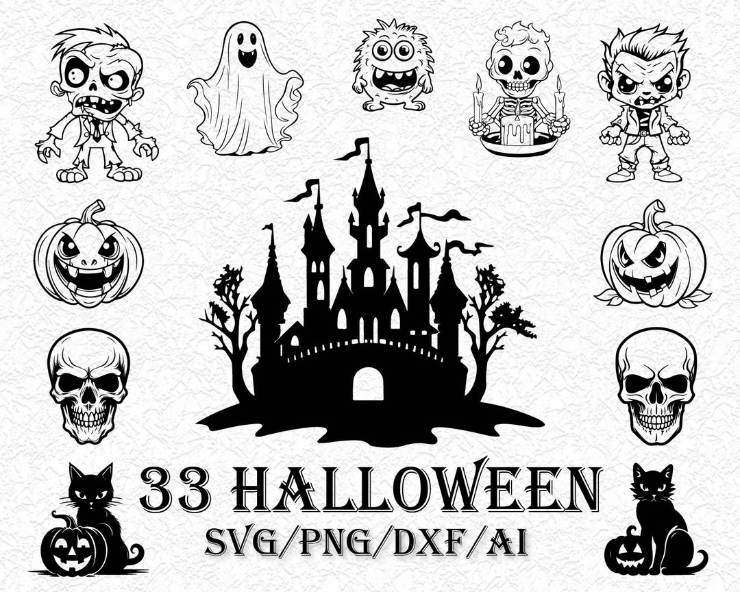 33 Halloween Character SVG Bundle, Cut Files (png, Ai, Dxf, Dwg) - Etsy