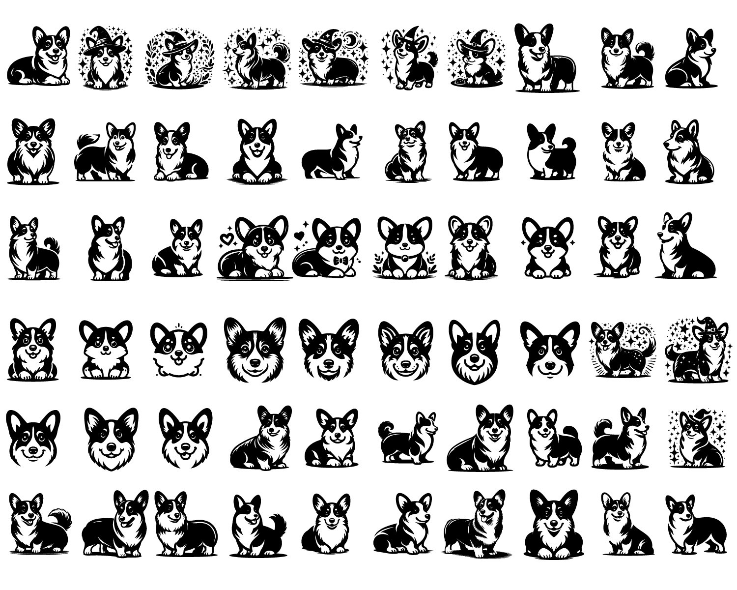 60 Corgi SVG, Dog Clipart, Corgi PNG, Moth SVG Bundle, Corgi Line ...