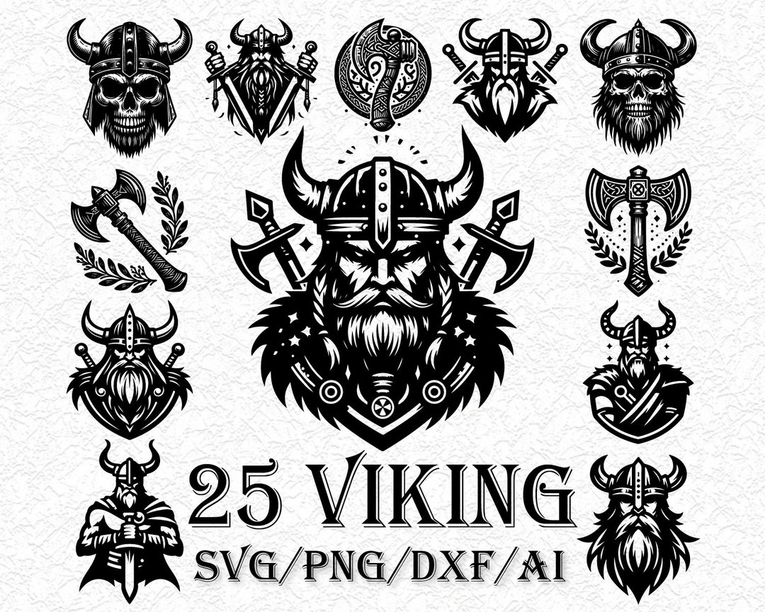 25 Viking Ultimate SVG PNG Bundle, Vector Files for Laser Cutting ...