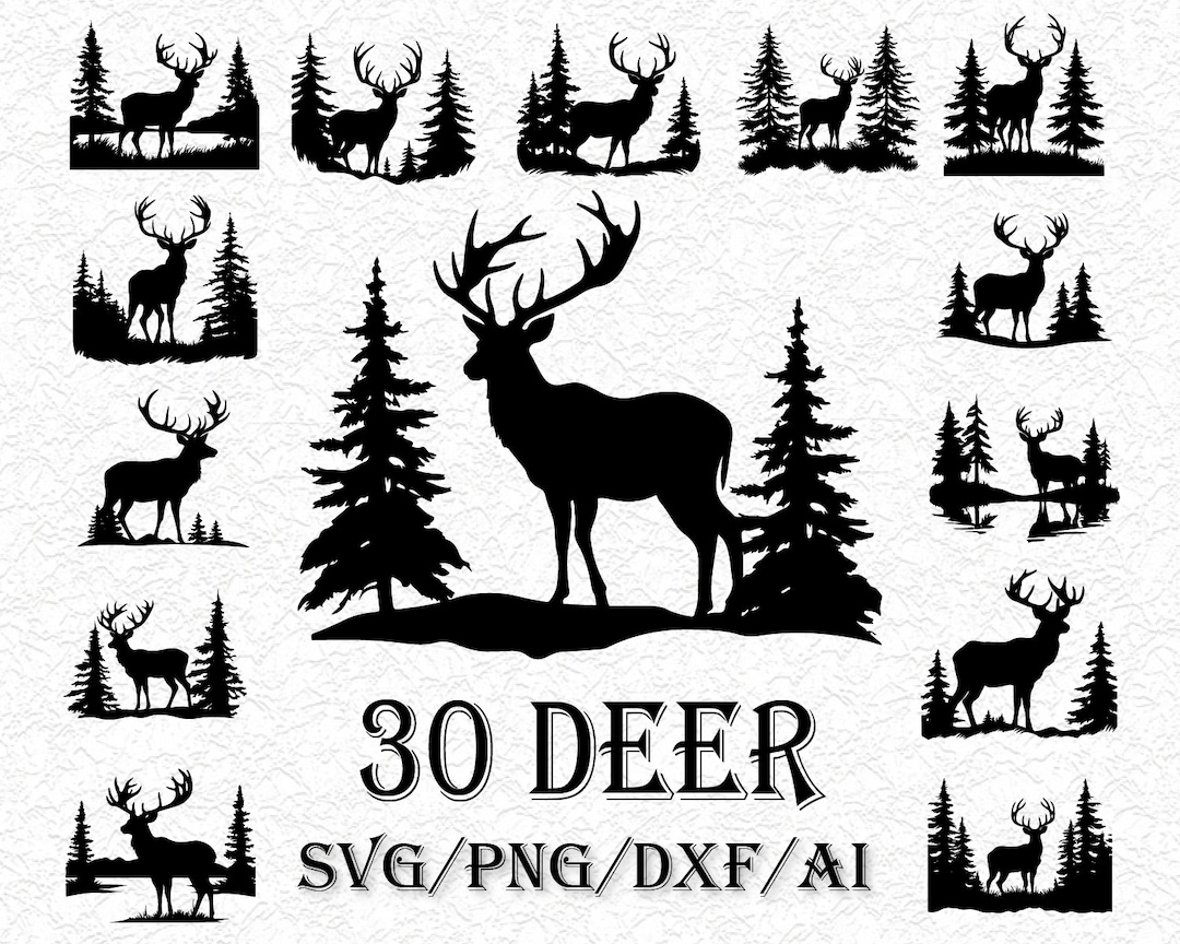 30 Deer Hunting Frame SVG, Deer PNG Hunting Svg, Pine Tree Forest Svg ...