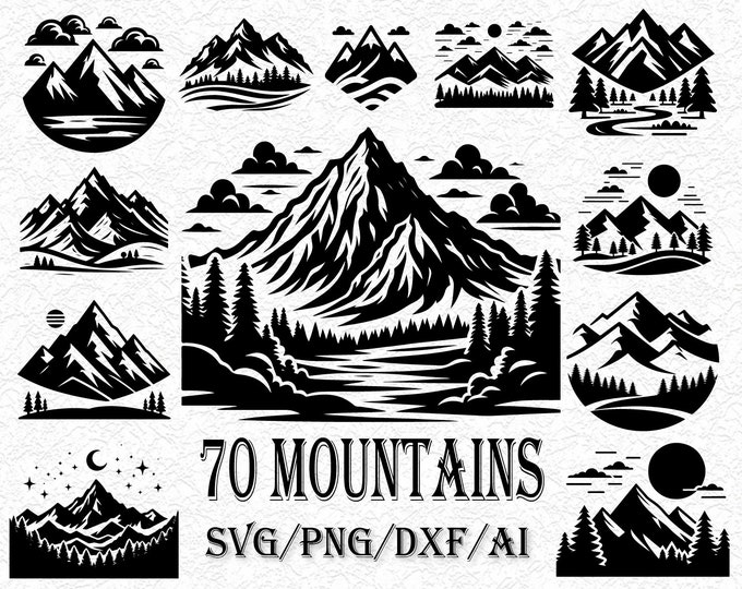 Mountains SVG, File for Cricut, for Silhouette, Cut Files, Forest ...