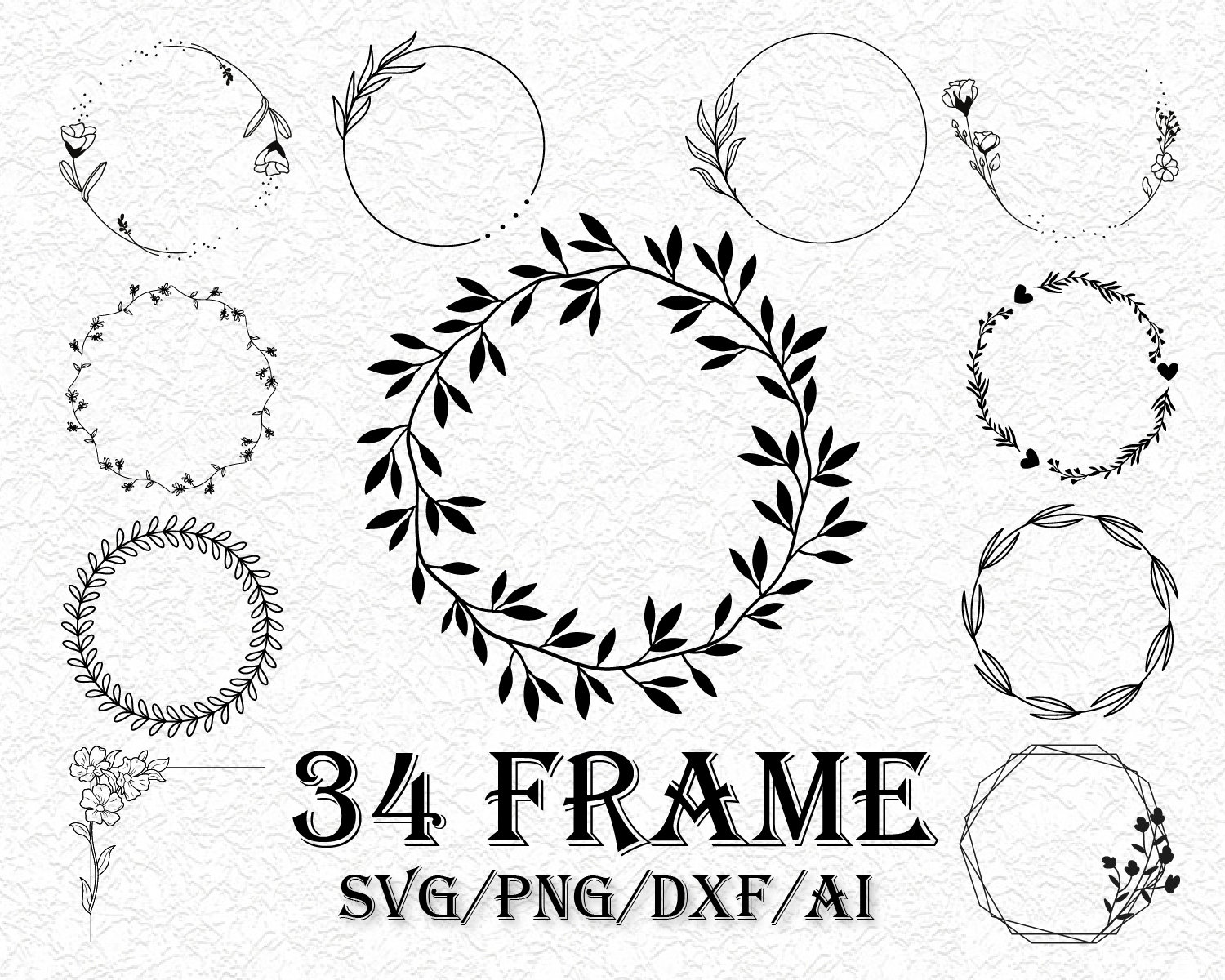 Floral Frame SVG Bundle: Wedding & Botanical Borders (digital Files) - Etsy